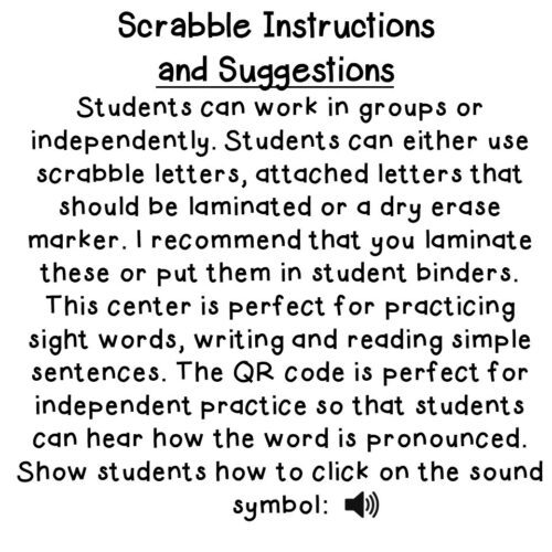 1st Grade Sight Word Center | Google™ Access | Writing QR code Scrabble ...