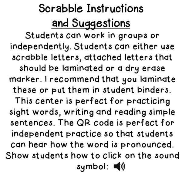 1st Grade Sight Word Center | Google™ Access | Writing QR code Scrabble ...