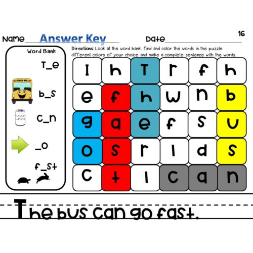 Word Work Sentence Building | Crossword Puzzle | Sight Words | Digital ...