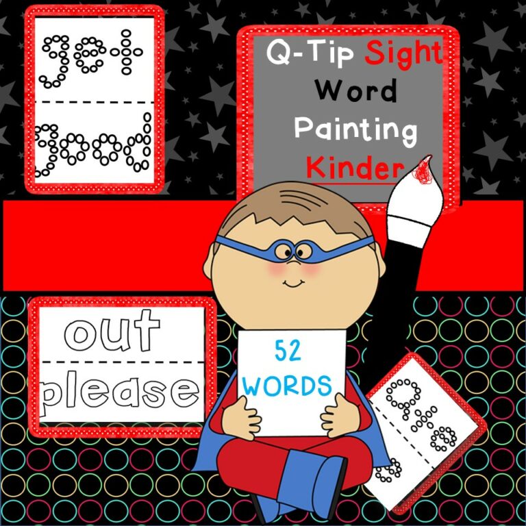 Kinder Sight Word Q-Tip Painting | 52 Dolch Sight Words | 2 Letter ...