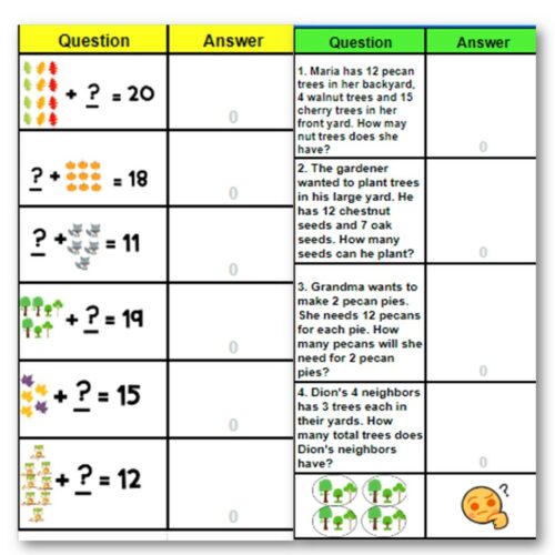 6 Pixel Art | Fall | 1st-2nd Math | Digital Word Problem/Adding/Unknown ...