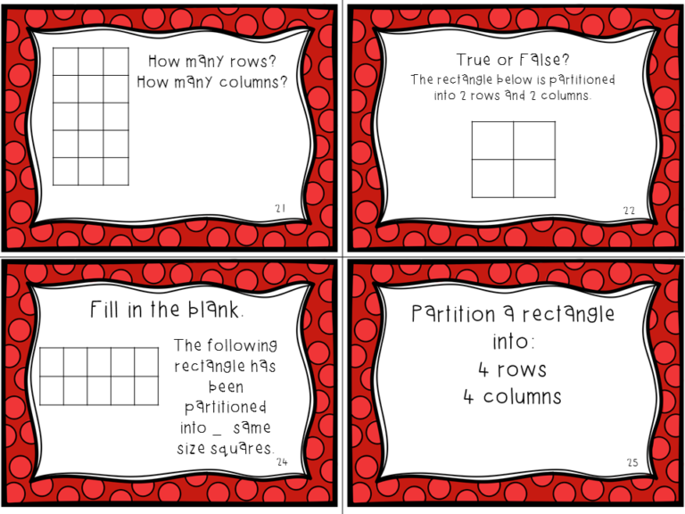 2.G.2 Partitioning Rectangles BUNDLE- Worksheets, task cards, and more ...