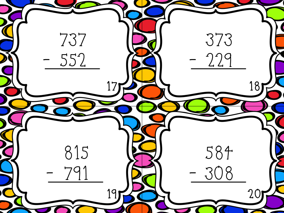 Three Digit Subtraction Task Cards- With and without regrouping | Made ...