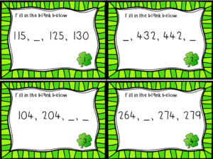 St. Patrick's Day- 2.NBT.2 Task Cards- Skip Counting by 5's, 10's, and ...
