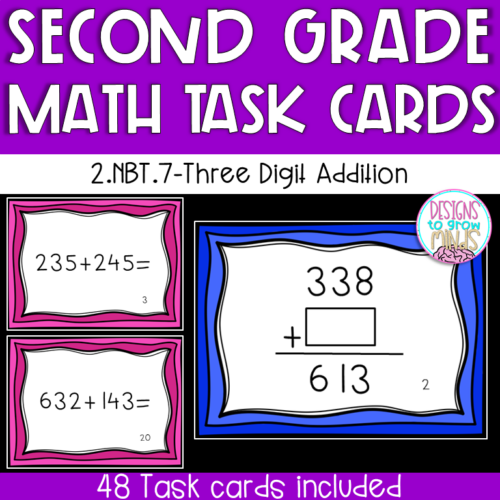 2.NBT.7 Task Cards- Three Digit Addition | Made By Teachers