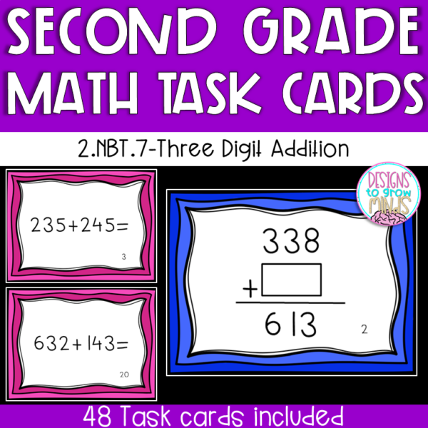 2.NBT.7 Task Cards- Three Digit Addition | Made By Teachers