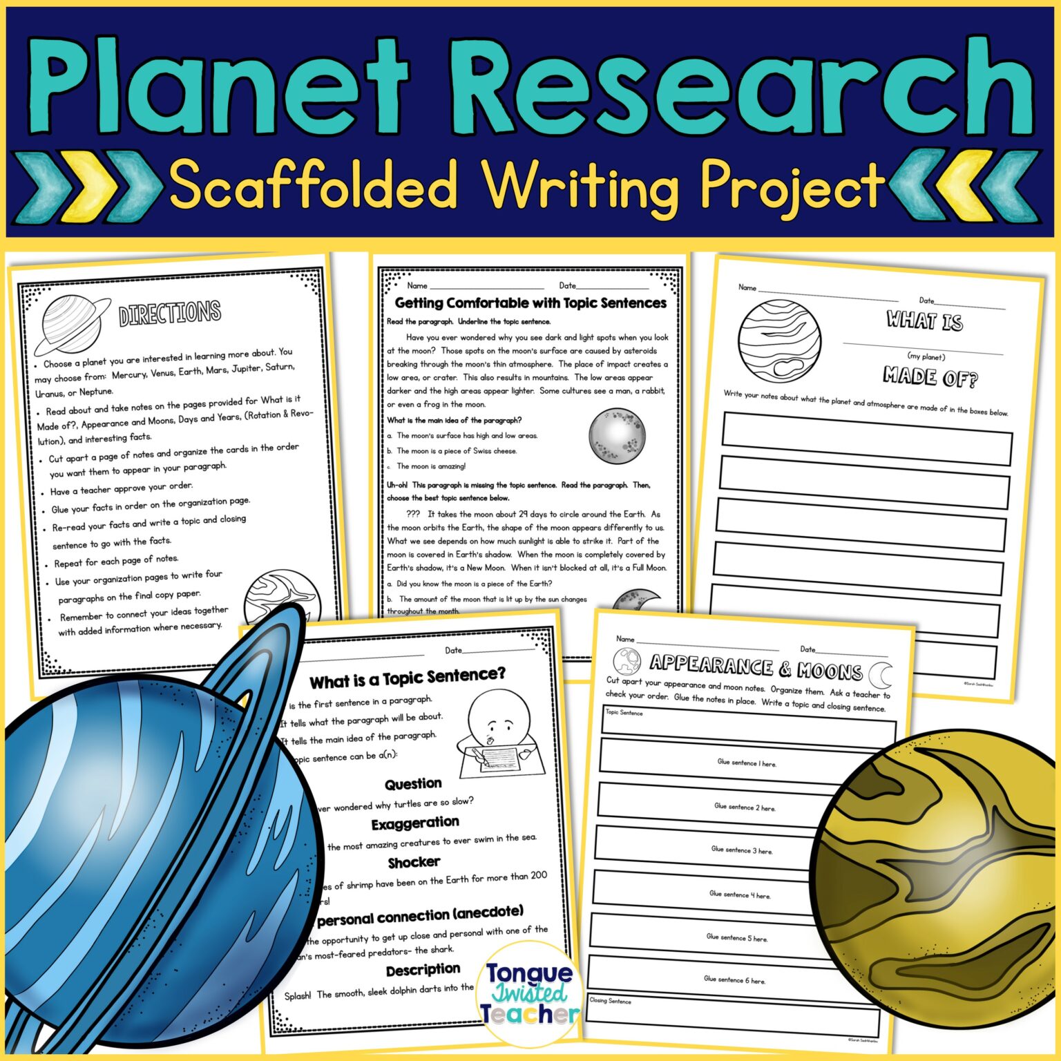 Planet Research Project Report with Graphic Organizer - Made By Teachers