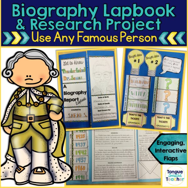 Biography Report Graphic Organizers and Lapbook Research Project | Made ...
