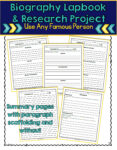 Biography Report Graphic Organizers and Lapbook Research Project - Made ...