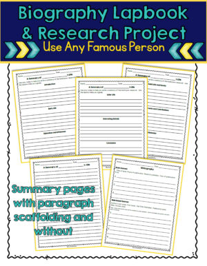 Biography Report Graphic Organizers and Lapbook Research Project | Made ...