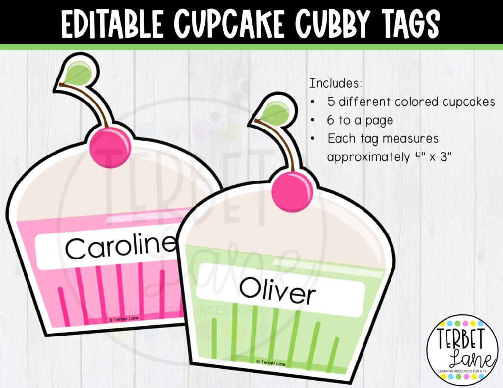 Cupcake Cubby Tags | Made By Teachers
