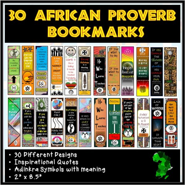 30 African Black History Proverb Inspirational Quotes Bookmarks | Made ...