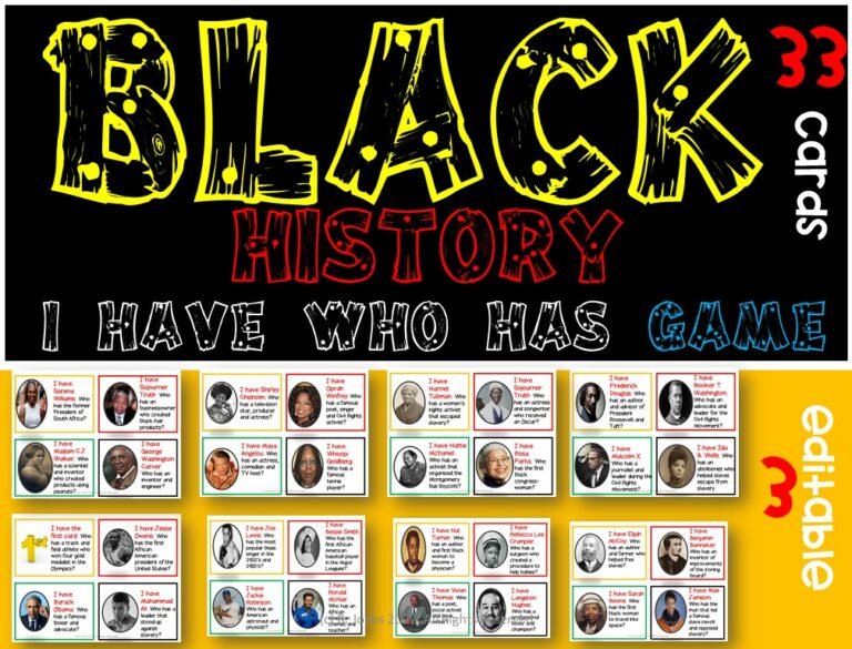 Black History Month Leaders Heroes | I Have Who Has Game | African ...