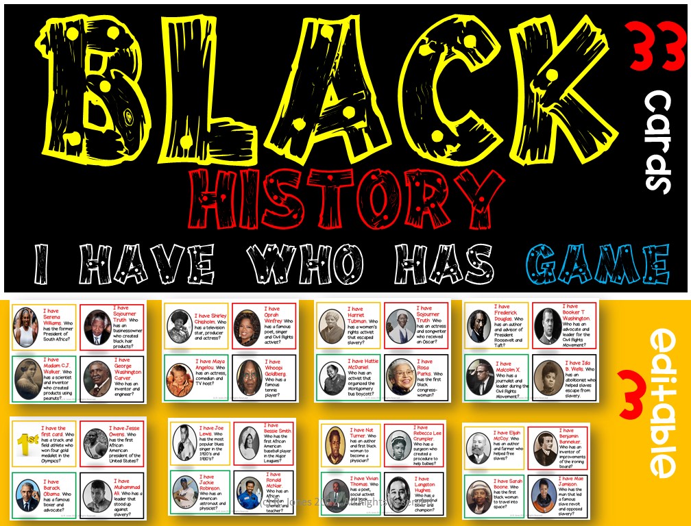 Black History Month Leaders Heroes | I Have Who Has Game | African ...