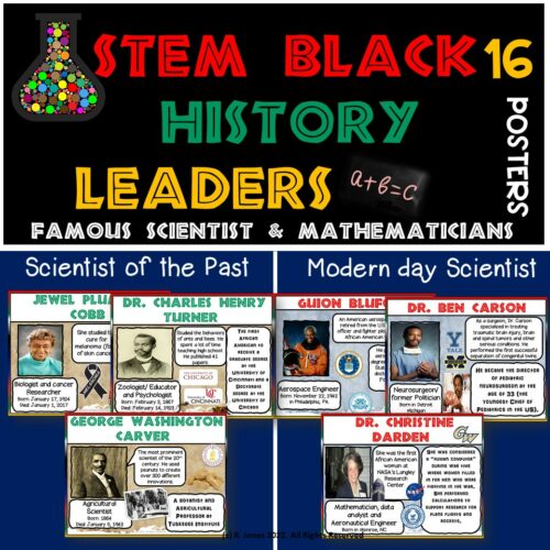 Black History African American STEM Leaders Scientist/ Math Posters ...