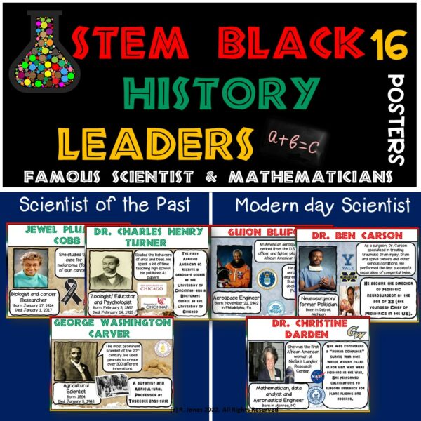 Black History African American STEM Leaders Scientist/ Math Posters ...