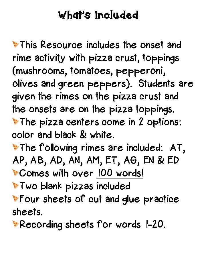 Onset and Rime Pizza Making Center | Clip/ Glue Activity | Over 100 ...