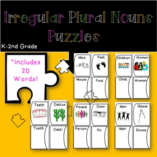 Reading Puzzles/ 20 Irregular Plural Nouns/ Puzzles Center Fun | Made ...
