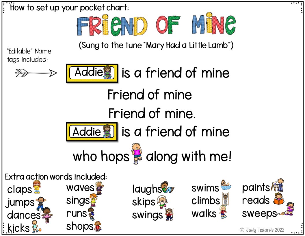 Friend of Mine {Pocket Chart Song} | Made By Teachers