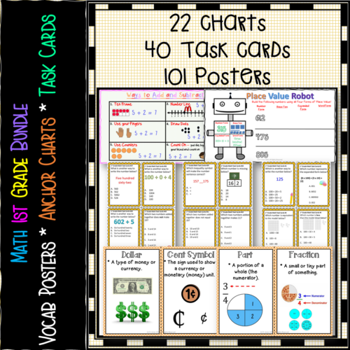 1st Grade BUNDLE All Math Units | Virtual | Vocab | Anchor Charts ...