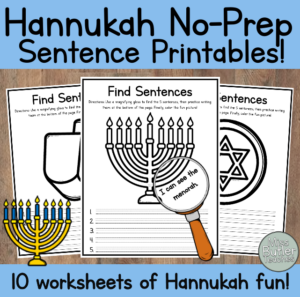 Kindergarten NO-PREP Hanukkah (Chanukah) Worksheets! Sentence Literacy ...