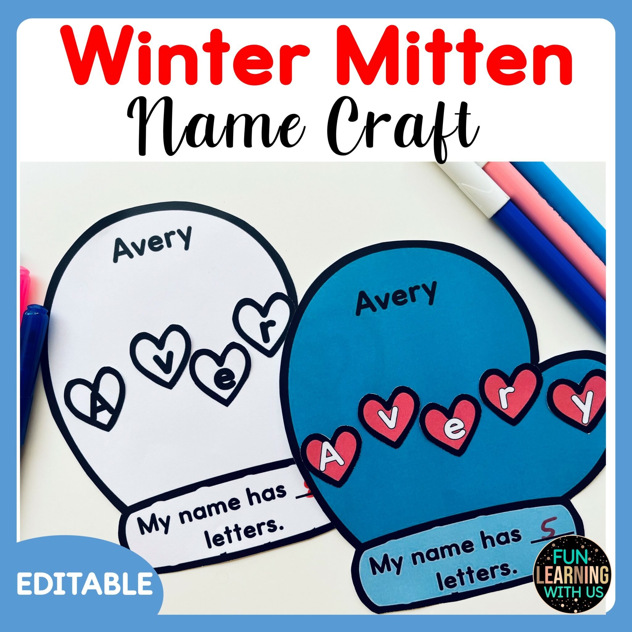 Winter Mitten Name Crafts | January Editable Name Activity | Made By ...
