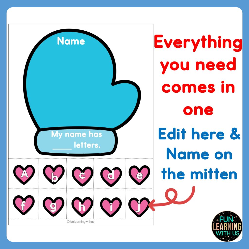 Winter Mitten Name Crafts | January Editable Name Activity | Made By ...