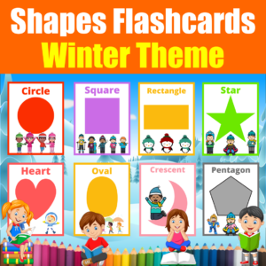 Shapes Flash Cards With Winter Theme. Printable Posters for kids Prek ...