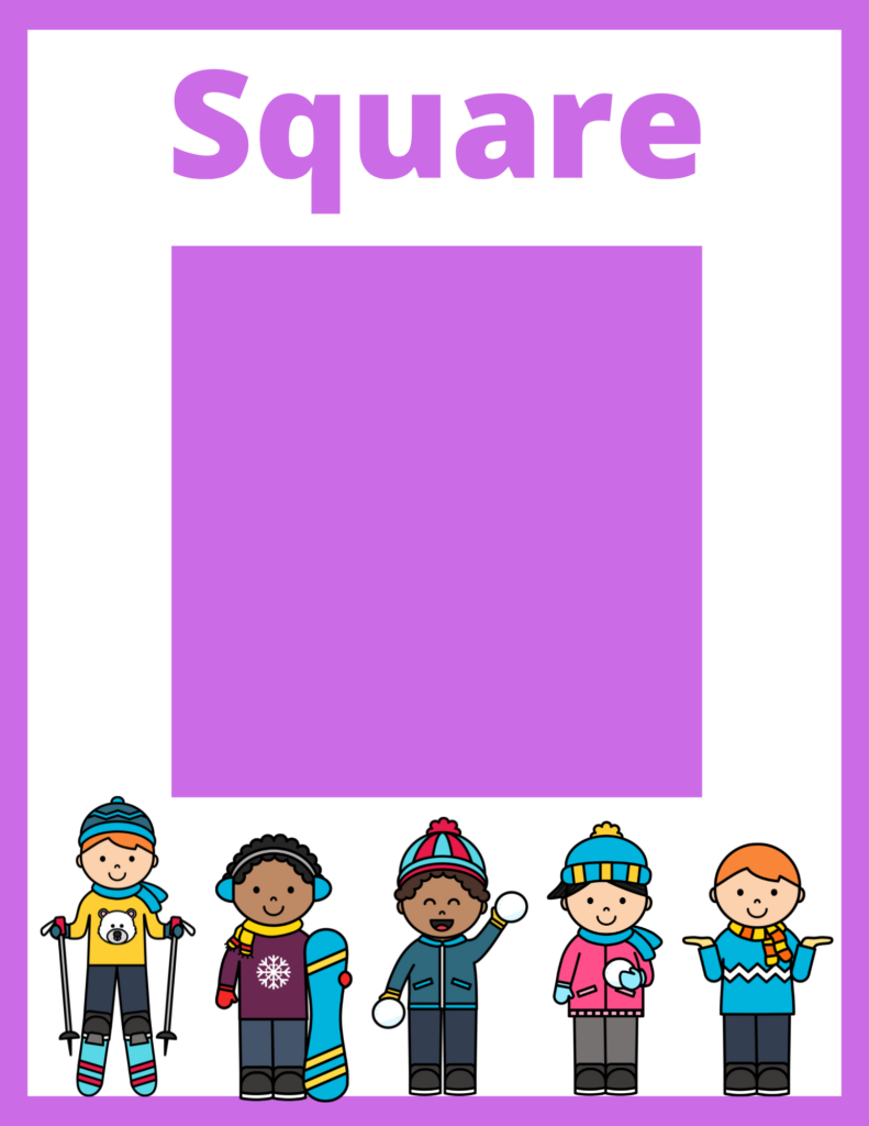 Shapes Flash Cards With Winter Theme. Printable Posters for kids Prek ...