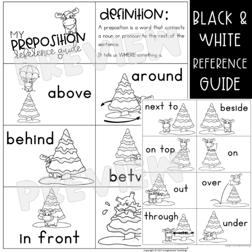 Winter Prepositions Emergent Reader Reference Guide Moose and Tree ...