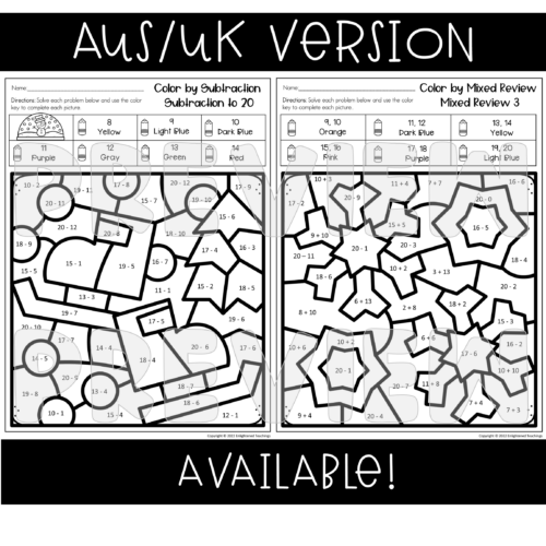 Winter Mixed Review Addition & Subtraction 20 Color by Code NO PREP ...