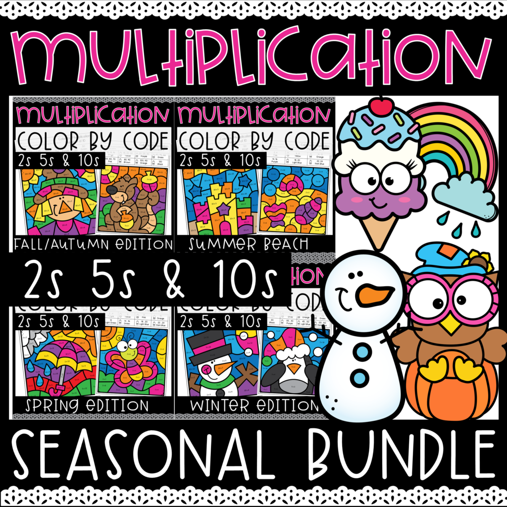 Multiplication Color by Code Number NO PREP Coloring Worksheets ...
