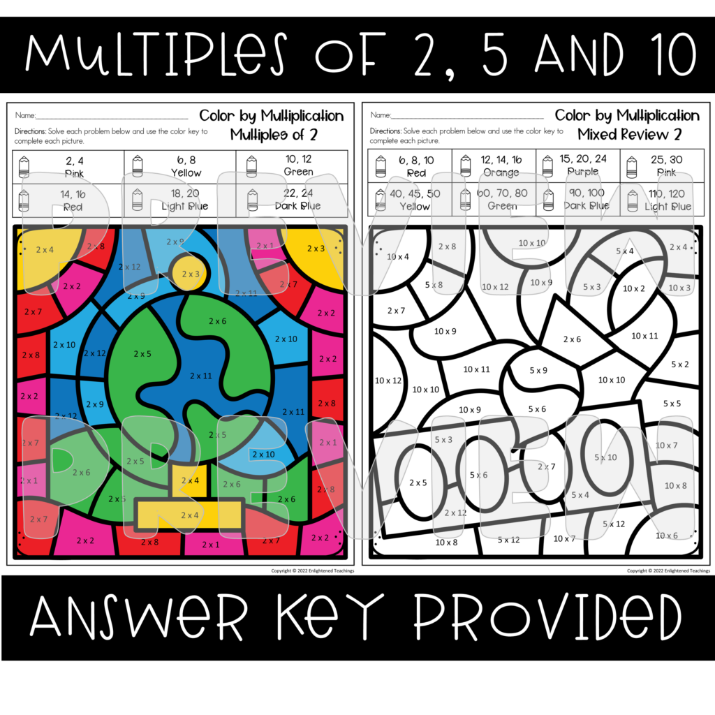 School Supplies Multiplication Color by Code Number NO PREP Coloring ...