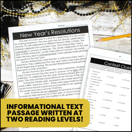New Year 2023 New Year's Resolutions Differentiated Reading Passages ...