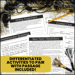 New Year 2023 New Year's Resolutions Differentiated Reading Passages ...