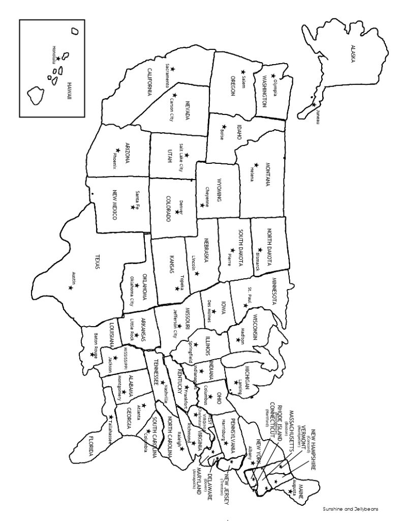 U.S. States & Capitals - Labeled and Blank Maps for Study & Practice ...