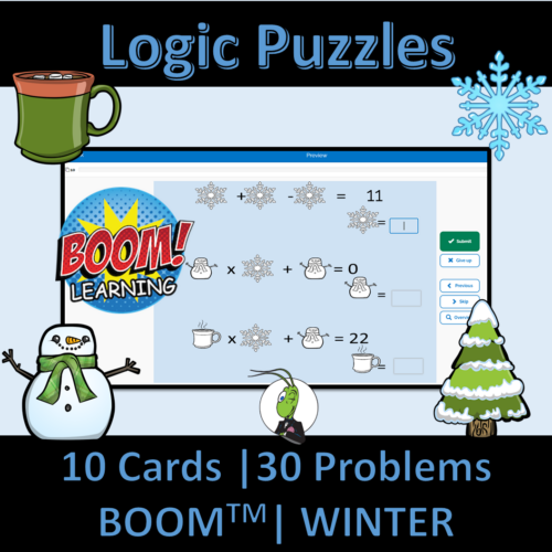 Winter Seasonal Logic Puzzles | Number Sense | Algebra 1 BOOM | Made By ...