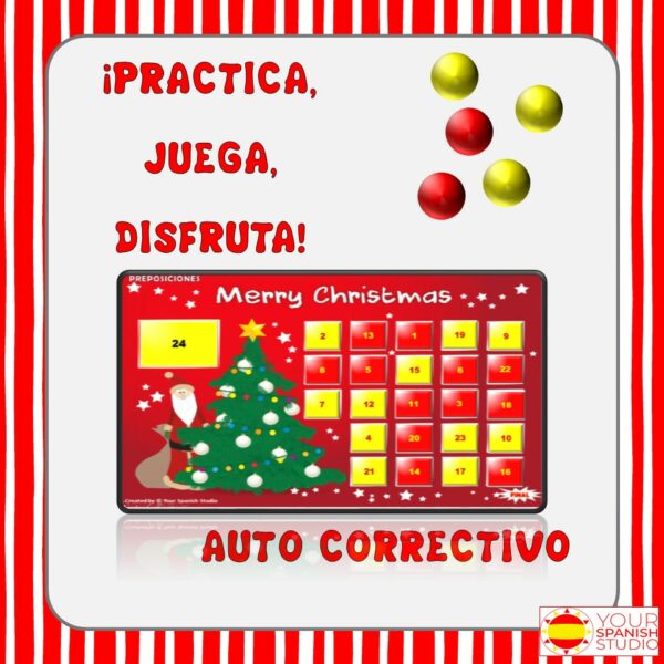 CHRISTMAS SPANISH PREPOSITIONS DIGITAL QUIZ NO PREP LAS PREPOSICIONES ...