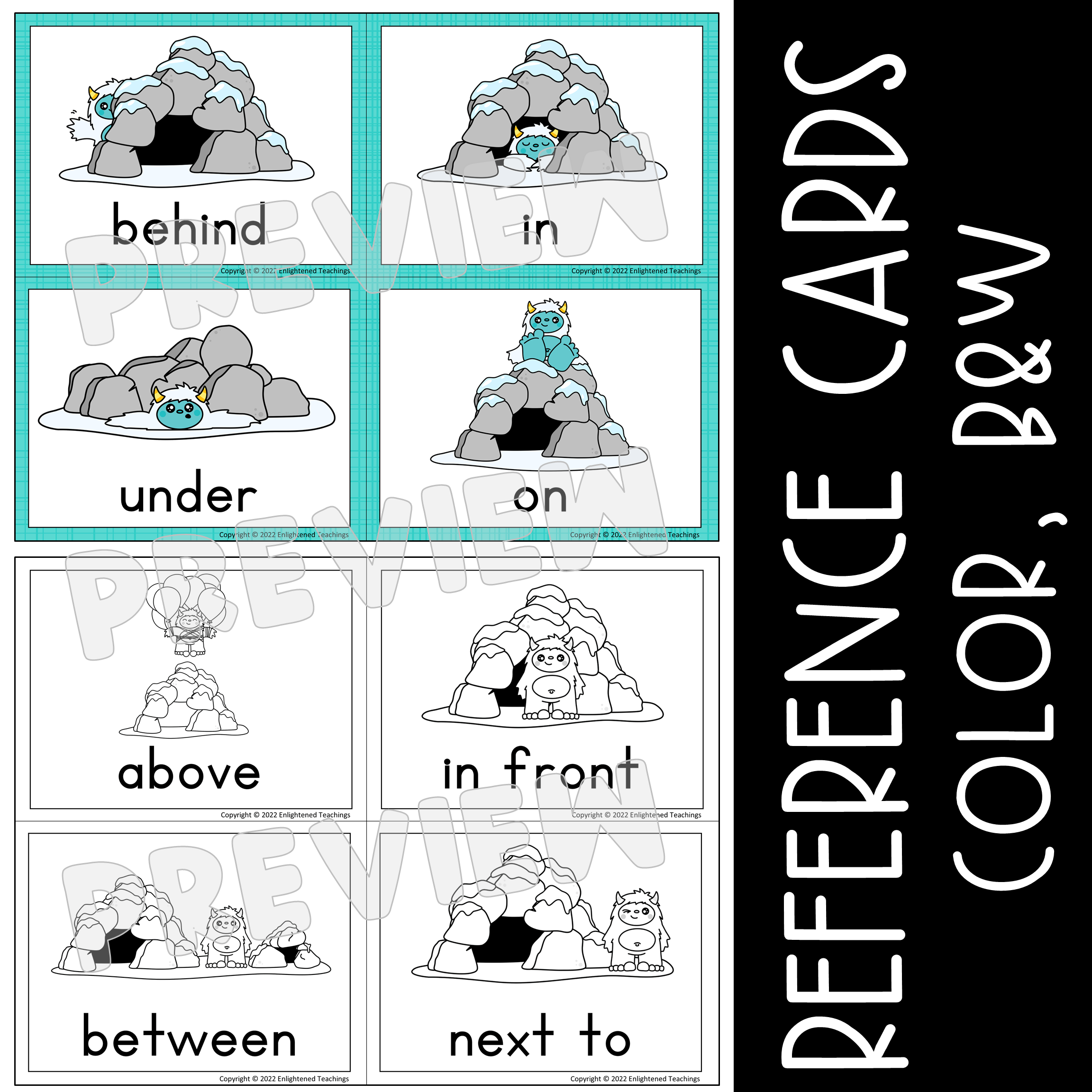 Winter Preposition Adapted Book Interactive Booklet Flash Cards Yeti ...