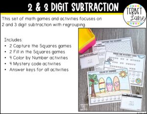 2 and 3 Digit Subtraction with Regrouping Games and Activities - Made ...