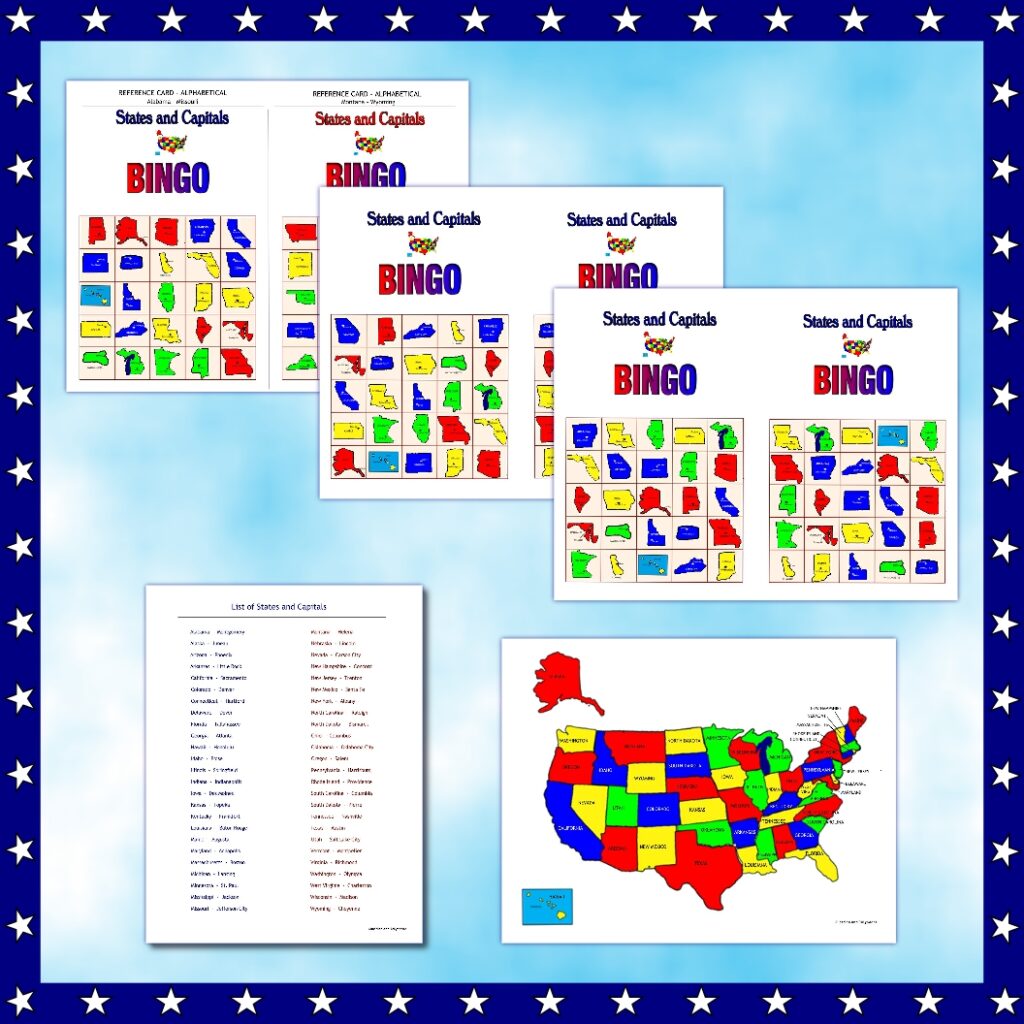 U.S. States and Capitals Bingo game - Fun & Easy Geography Study | Made ...