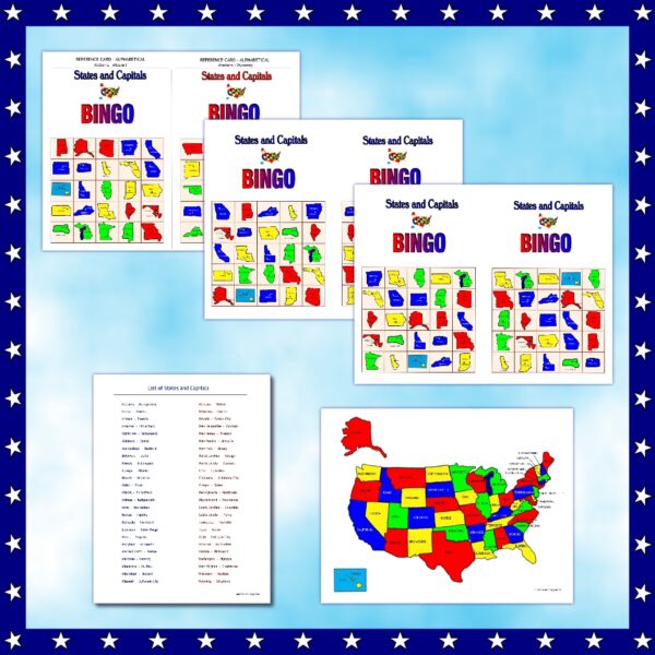 U.S. States and Capitals Bingo game - Fun & Easy Geography Study | Made ...