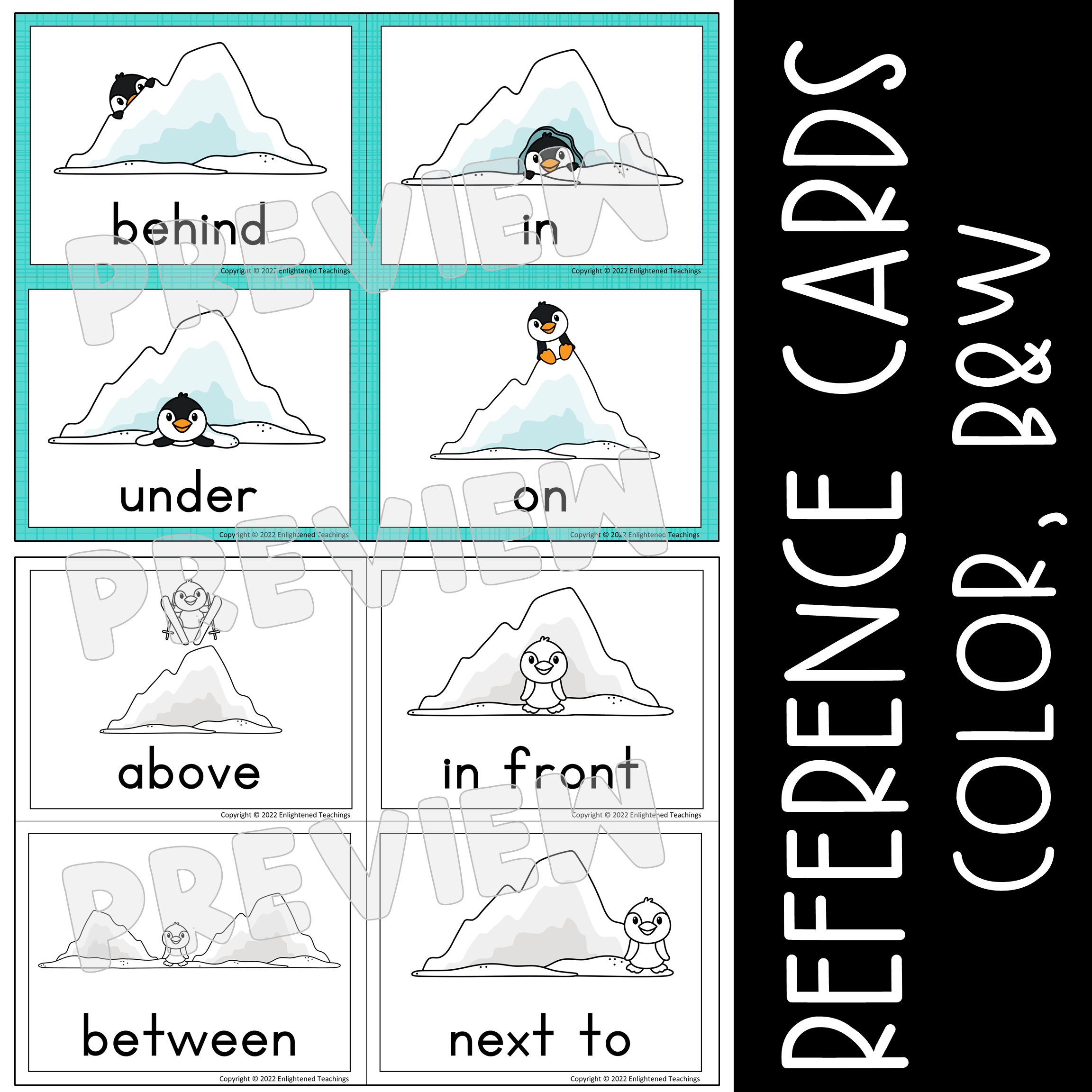 Winter Preposition Adapted Book Interactive Booklet Flash Cards Penguin ...