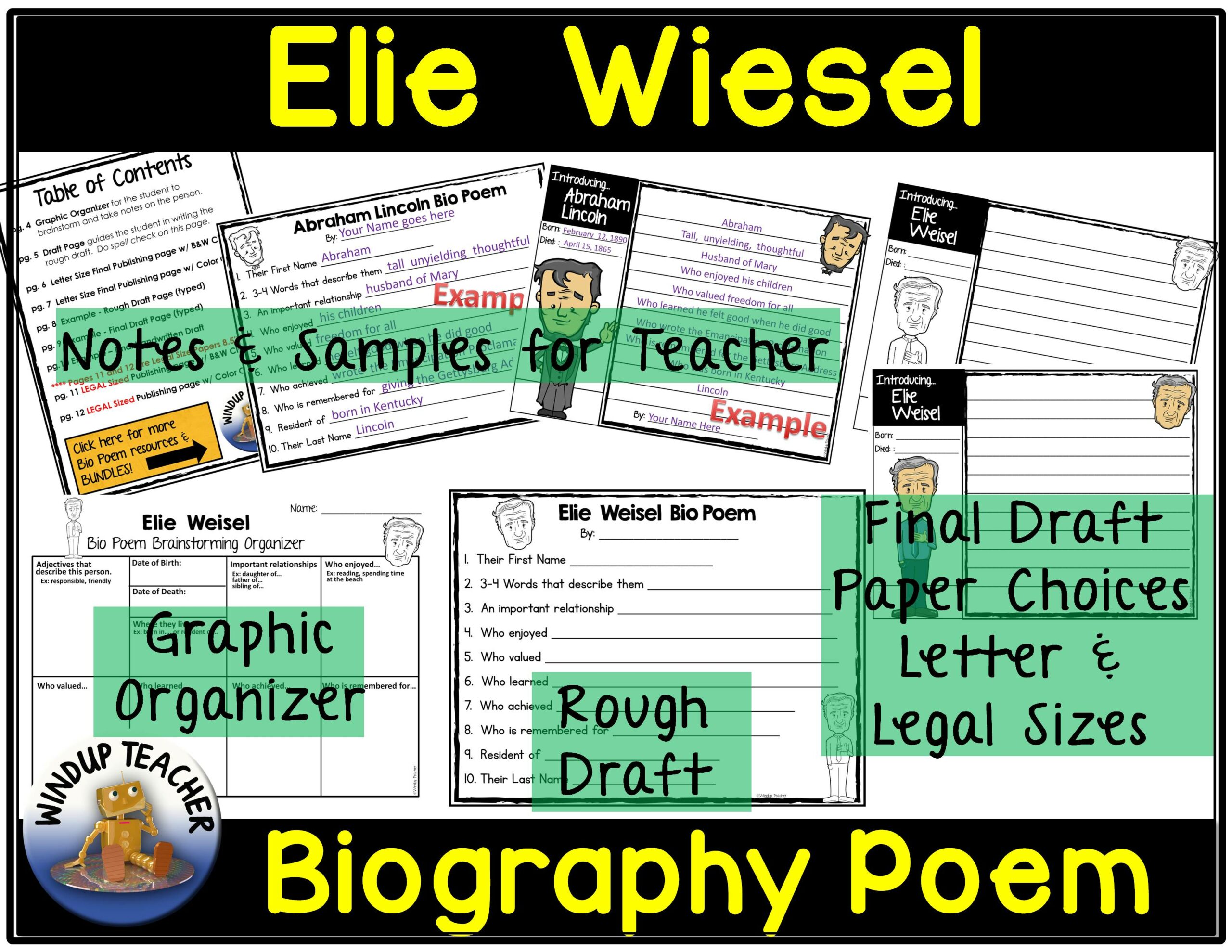 Elie Wiesel Poem Writing Activity - Made By Teachers