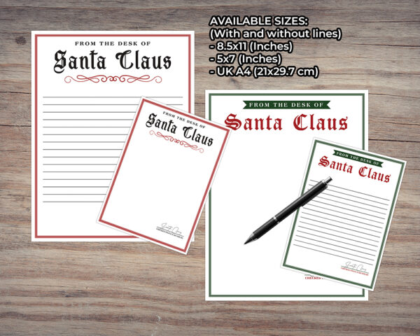 Printable Blank Letter from Santa, PDF Christmas Stationery, Red Green ...