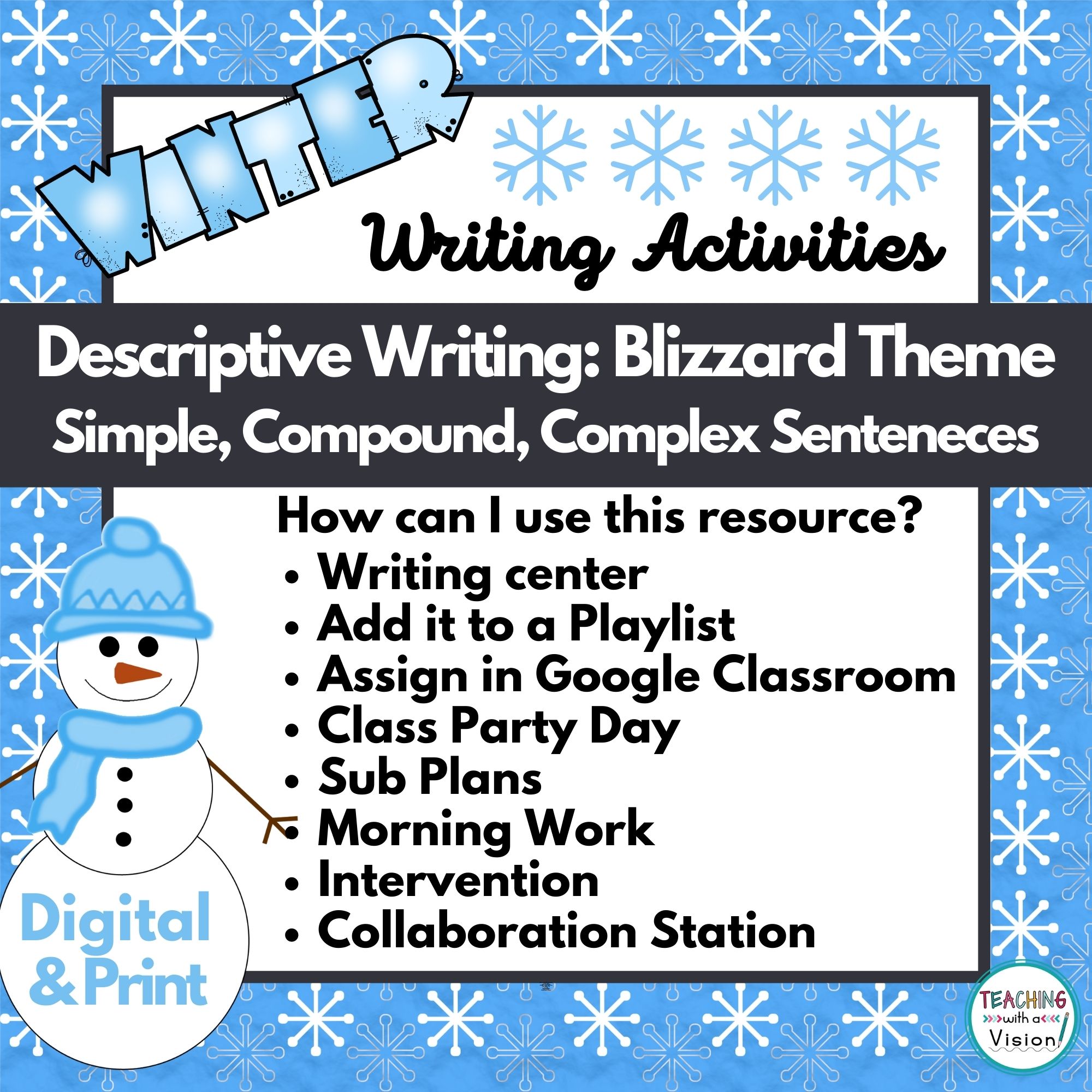 Sentence Structure BUNDLE Winter Themed Simple, Compound, Complex ...