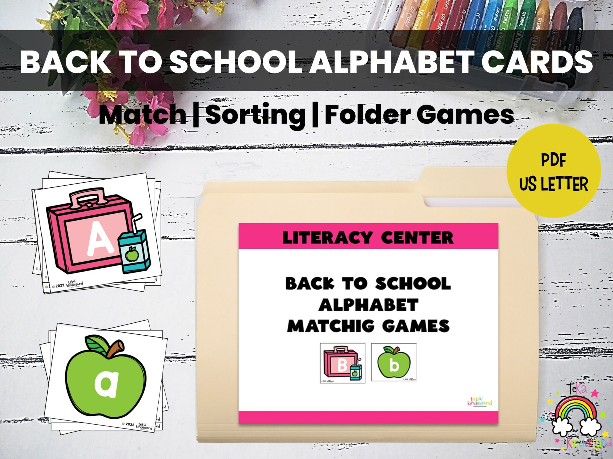 Back To School Alphabet Uppercase Lowercase Match Folder Games ...