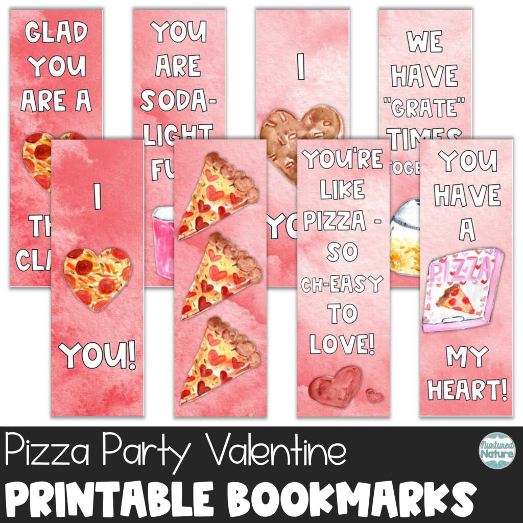 Valentine’s Day Cards - Pizza Party Printable Bookmarks | Made By Teachers
