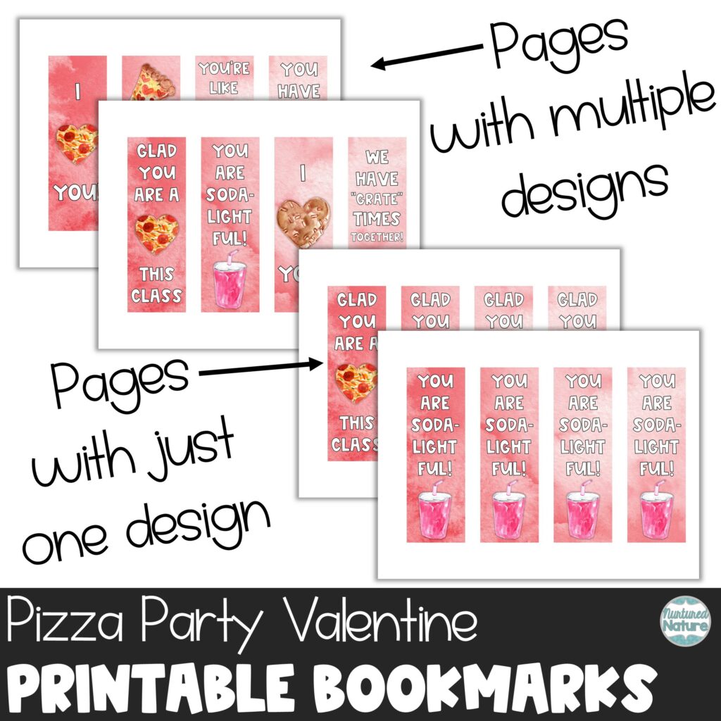 Valentine’s Day Cards - Pizza Party Printable Bookmarks | Made By Teachers