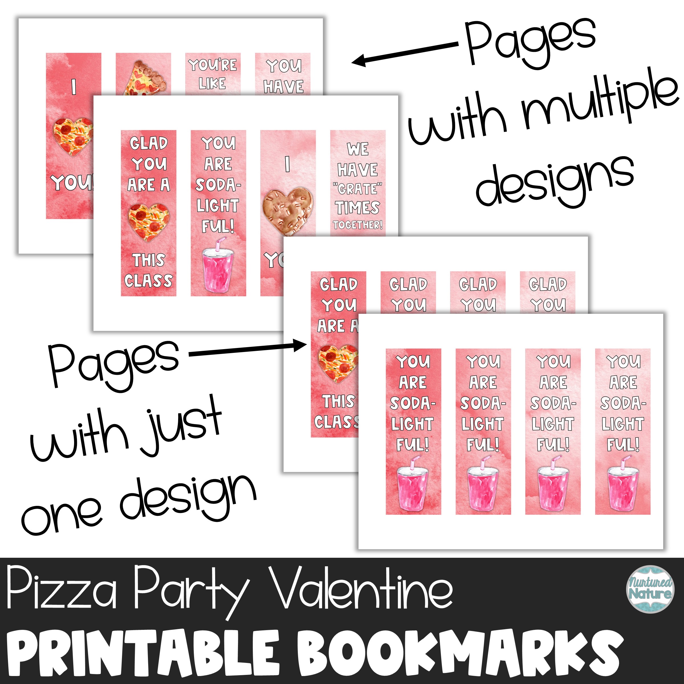 Valentine’s Day Cards - Pizza Party Printable Bookmarks | Made By Teachers